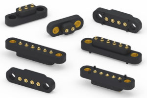 Solderless, compression mount spring-loaded connectors